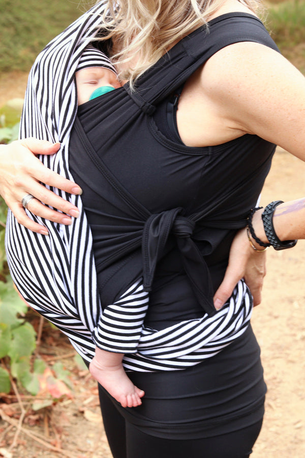 Nursing Cover Up-White / Black Stripe